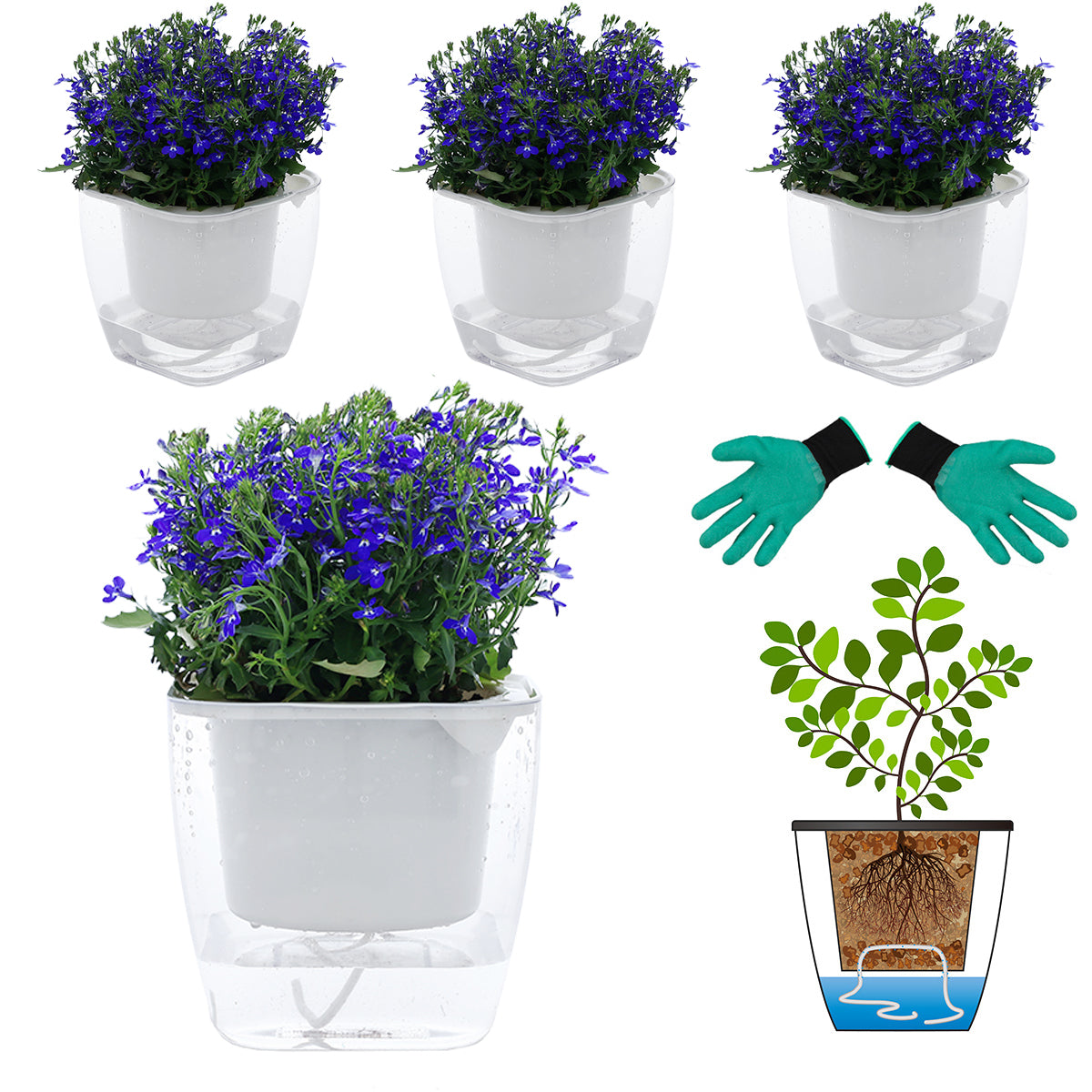 3-Pack Large Self Watering Planters 7 Inches Plastic Planter for Indoo ...
